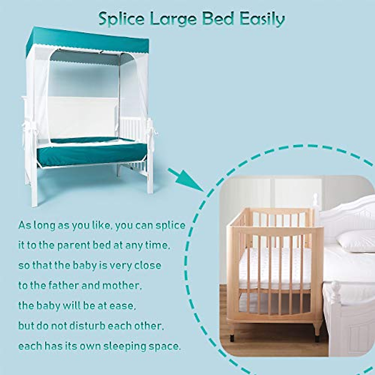 YeTrini Crib Safety Tent,See Through Mesh Crib Netting Mosquito Nets Sturdy Crib Cover to Keep Toddler from Climbing Out,to Keep Cats Out,to Keep Baby in-Gray