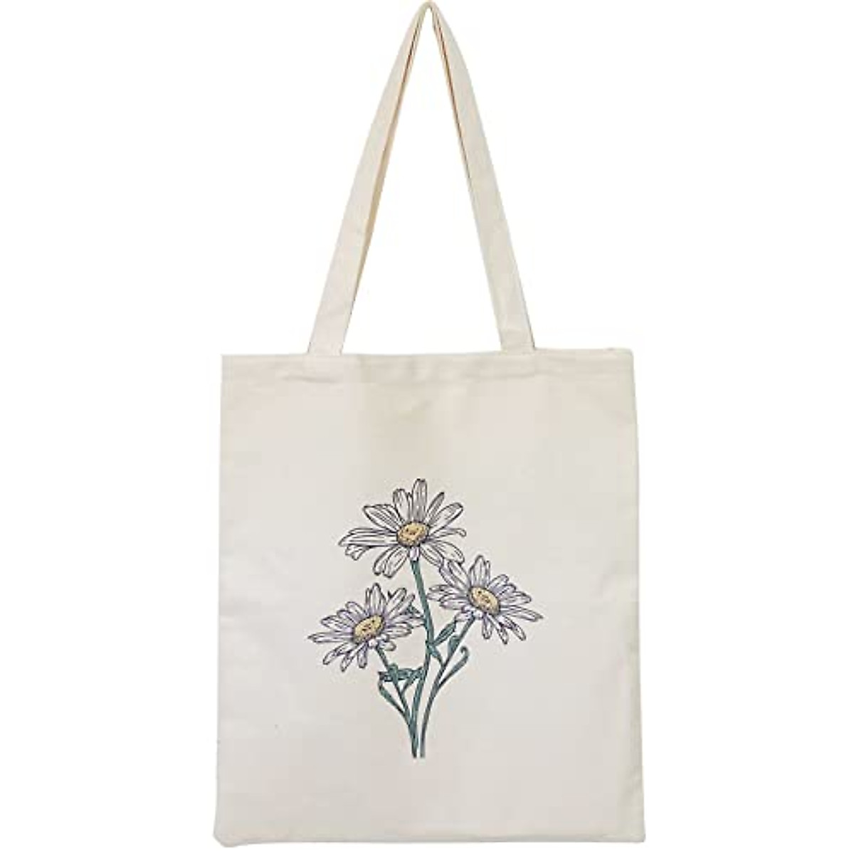Canvas Floral Botanical Tote Bag for Women, Reusable Grocery Bags, Cute Cat Tote Bags Aesthetic for Shopping