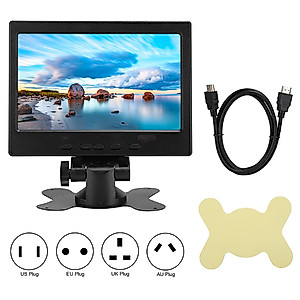 Goshyda 7'' Portable Full HD Display,1080P Multi Function Monitor with LED Backlight and Stand and Three Input Methods(US Plug)