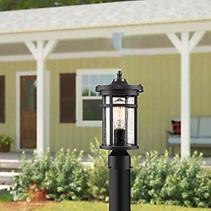 Casia Outdoor Post Light, Outdoor Pillar Light, Exterior Post Sconce, Outdoor Pillar Lamp, Outdoor Post Lantern Fixture for Garden, Deck, Porch, Patio, Yard, Balcony and entryway (Black, 15.72" H)