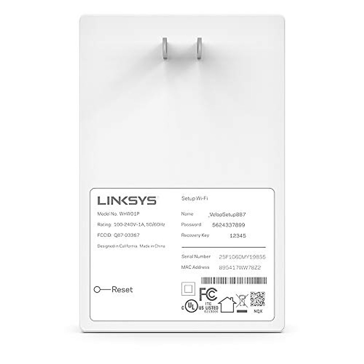 Linksys WHW0101P Velop Mesh WiFi Extender: Wall Plug-in, Wireless Range and Speed Booster for Velop Mesh Wi-Fi System, Single Outlet (White)