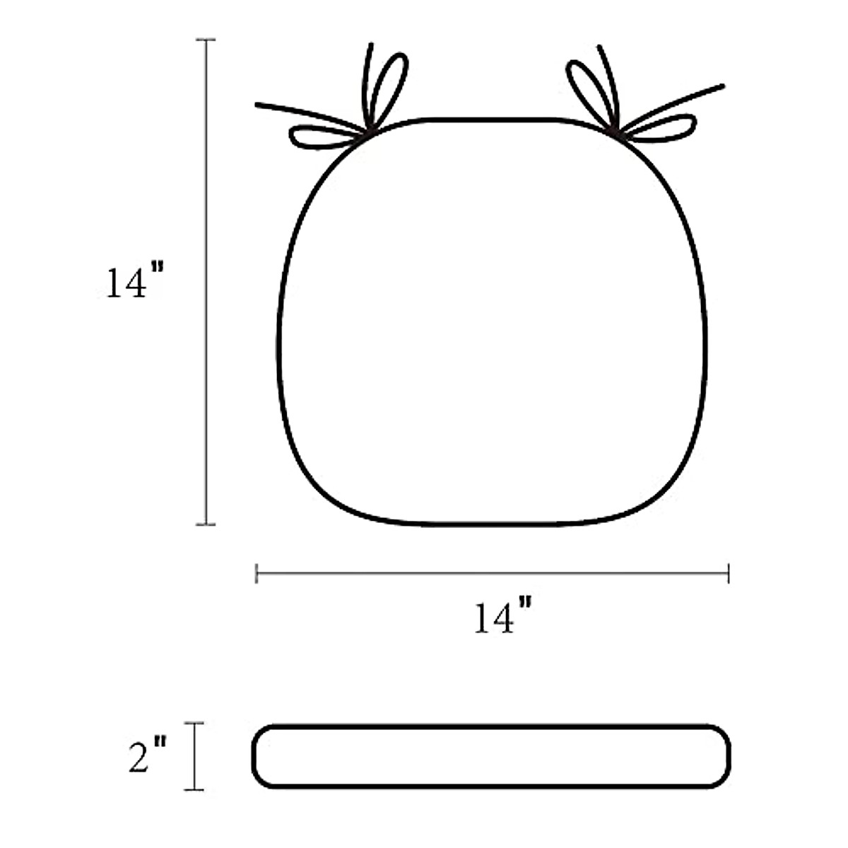 COZPLEN Indoor Outdoor Non Slip Chair Pad, U-Shaped Seat Cushions with Ties for Home Patio Dining Chairs, 14x14 inch, Set of 2,(Deep Green)