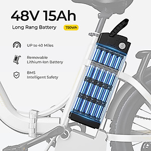 SOHAMO S3 Electric Bike, 750W Brushless Moter, Foldable Electric Bicycles for Adults, 48V 15Ah Removable Battery, Fat Tire 20" Ebike, 28Mph Max Up to 40 Miles, for Women