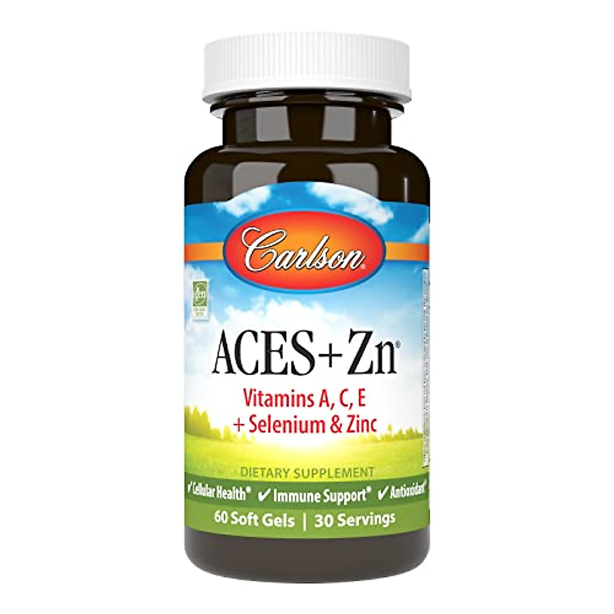 Carlson - ACES + Zn, Vitamins A, C, E + Selenium & Zinc, Cellular Health & Immune Support, Antioxidant, 60 Softgels