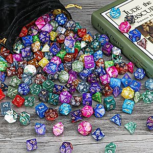 Surhugvy DND Dice Set, 25 X 7 Polyhedral Dice (175 Pieces) for Dungeons and Dragons DND RPG MTG Table Game D4 D6 D8 D10 D12 D20 25 Colors Dice with 1 Large Flannel Bag