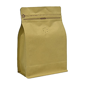 Stand Up Coffee Bags, Natural Kraft Paper Heat Sealed Flat Bottom Coffee Pouches with Degassing Valve and Reusable Side Zipper(50 Pcs, 8 oz, 0.5 LB)