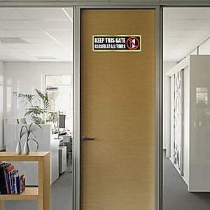 Keep Gate Closed at All Times Sign Sticker - (Pack of 12) 9" x 3" Large Matte Finish Laminated Vinyl Decals Door Warning Labels