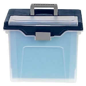 Office Depot Large Mobile File Box, Letter Size, 11 5/8in.H x 13 3/6in.W x 10in.D, Clear/Blue, 110988