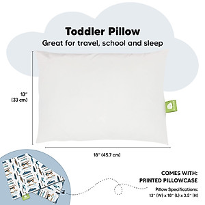 KeaBabies Toddler Pillow with Pillowcase - 13x18 My Little Dreamy Pillow - Toddler Pillow Case for Boy, Kids - Cotton Toddler Pillows for Sleeping - 100% Natural Cotton Pillowcase
