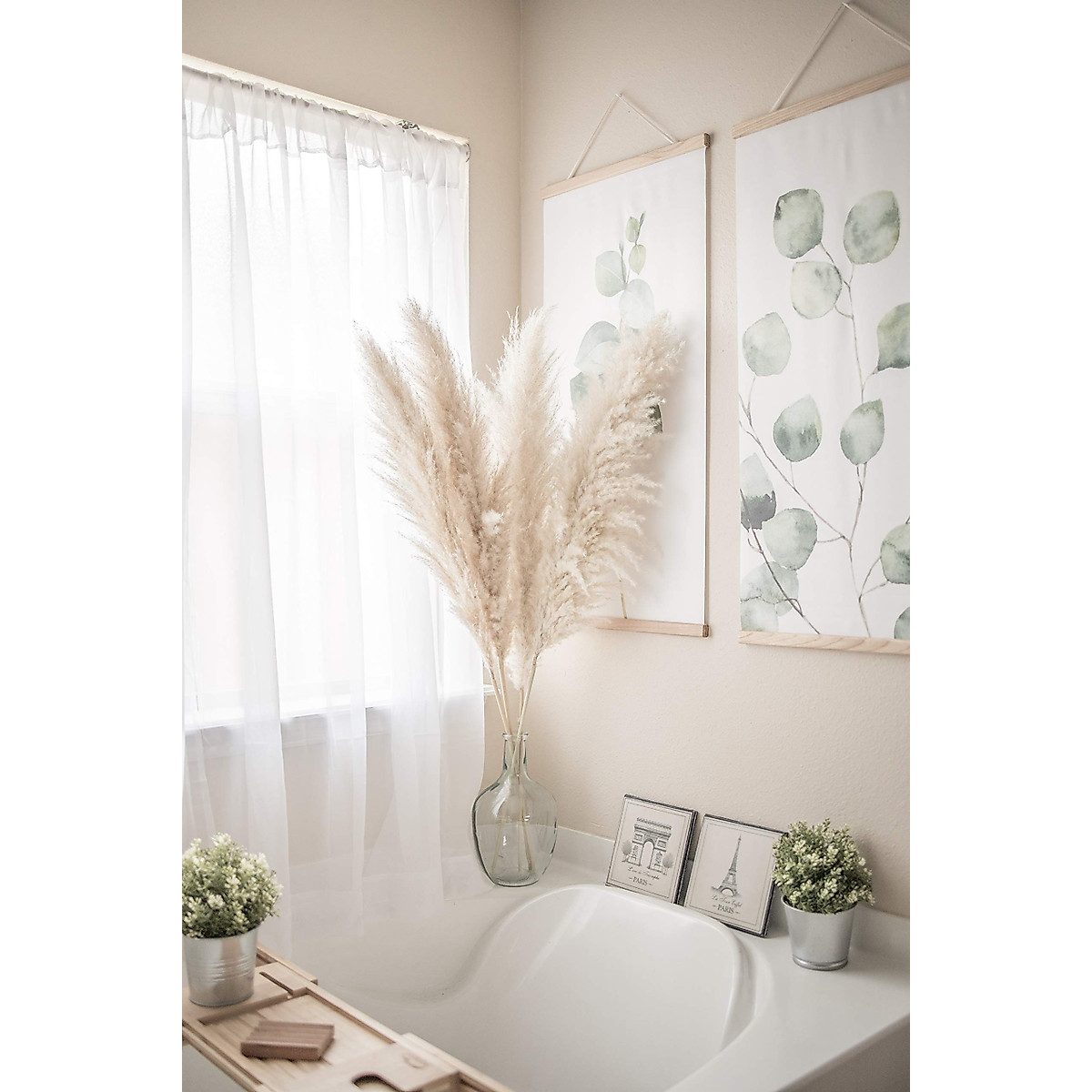 48" Extra Large Pampas Grass Stems Beige- 4 Pampas Stems - Tall-Pampas Grass for Floor Vase - Wedding Decoration