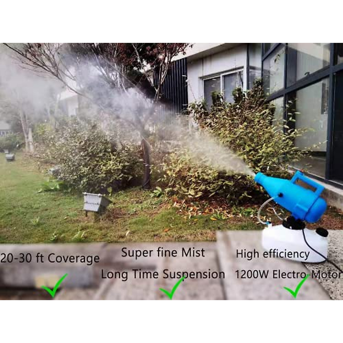 4.5L (1.2 Gallon) Electric ULV Portable Fogger Sprayer Machine Atomizer Mist Cold Fogger Machine Spraying Distance 30ft for Home,Hotel,Church,School,Yard
