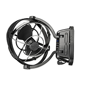 SEEKR Sirocco II™ Fan from by Caframo. 12V/24V Auto-Sensing DC, Omnidirectional Low-Power Draw Fan for Boats and RVs. Hardwire Installation Required. Made in Canada. Black.