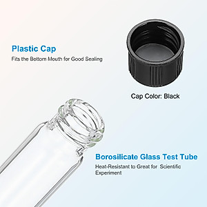 PATIKIL 30ml Test Tubes, 12pcs 5.91x0.79in Glass Clear Round Bottom Test Tube Containers with Plastic Cap for Bead Party Candy Bath Salt Storage Scientific Experiment Plant Propagation