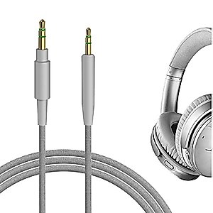 GEEKRIA Audio Cable Compatible with Bose QuietComfort SE, QCSE, QC 5, QC 5 SeriesII, QC35, NC700, 700ANC, SoundLink II Cable, 2.5mm Braided Nylon Replacement Stereo Cord (4 ft / 1.2 m)