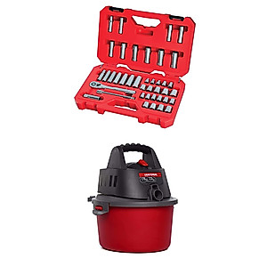 CRAFTSMAN Mechanics Tool Set, SAE/Metric, 3/8-Inch Drive with 2.5 gallon 1.75 Peak Hp Wet/Dry Vac and Filter Bags