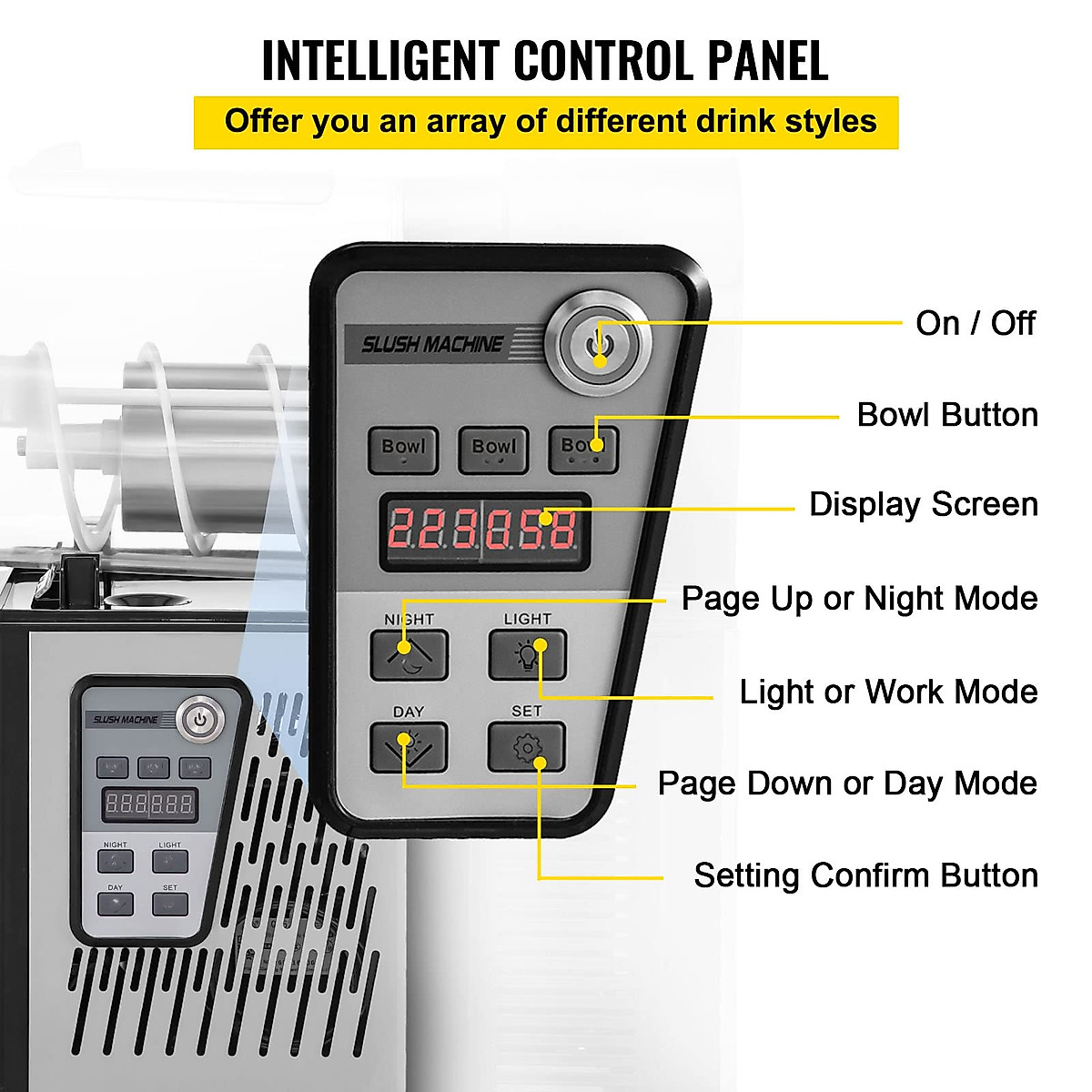 VEVOR Commercial Slushy Machine, 3L/0.8 Gallons Food-Grade PC Tank, 290W 110V, Stainless Steel Smoothie Frozen Drink Maker, Slushie Machine for Supermarkets Cafes Restaurants Bars, Black