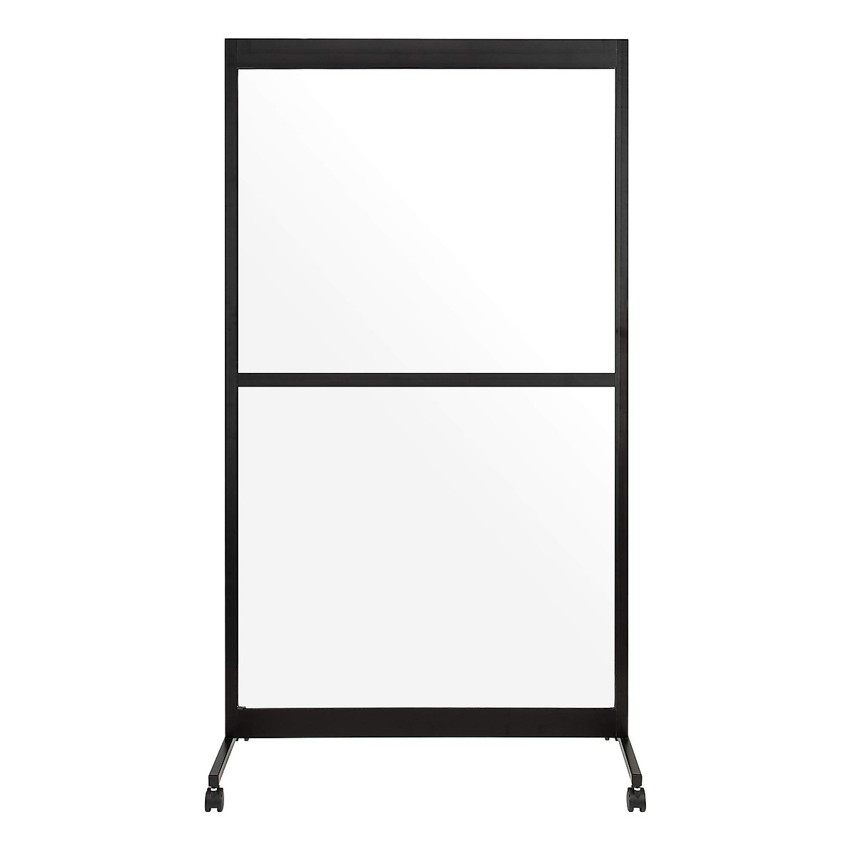 Norwood Commercial Furniture Clear Room Divider Partition - Portable Sneeze Guard Screen on Wheels for Social Distancing, Home, Office, Waiting Area, or School 3.5’ W x 6.5’ H Single Panel w/Crossbar