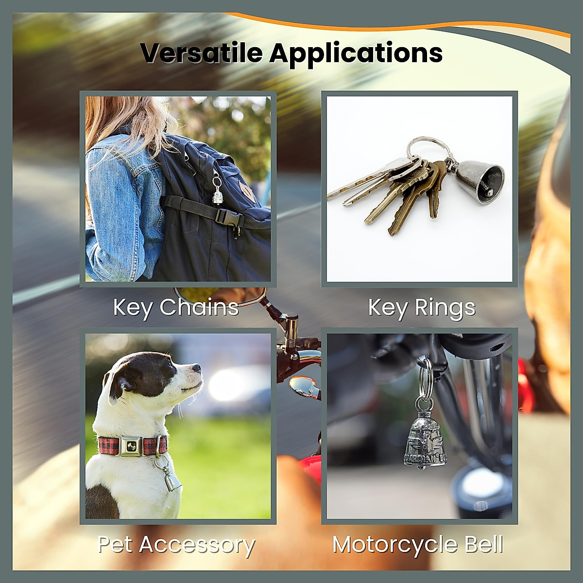 Guardian Bell Bass Fish Good Luck Bell w/Keyring & Black Velvet Gift Bag | Motorcycle Bell | Lead-Free Pewter | Good Luck Gift to Friends & Family | Bike Bell | Made in USA