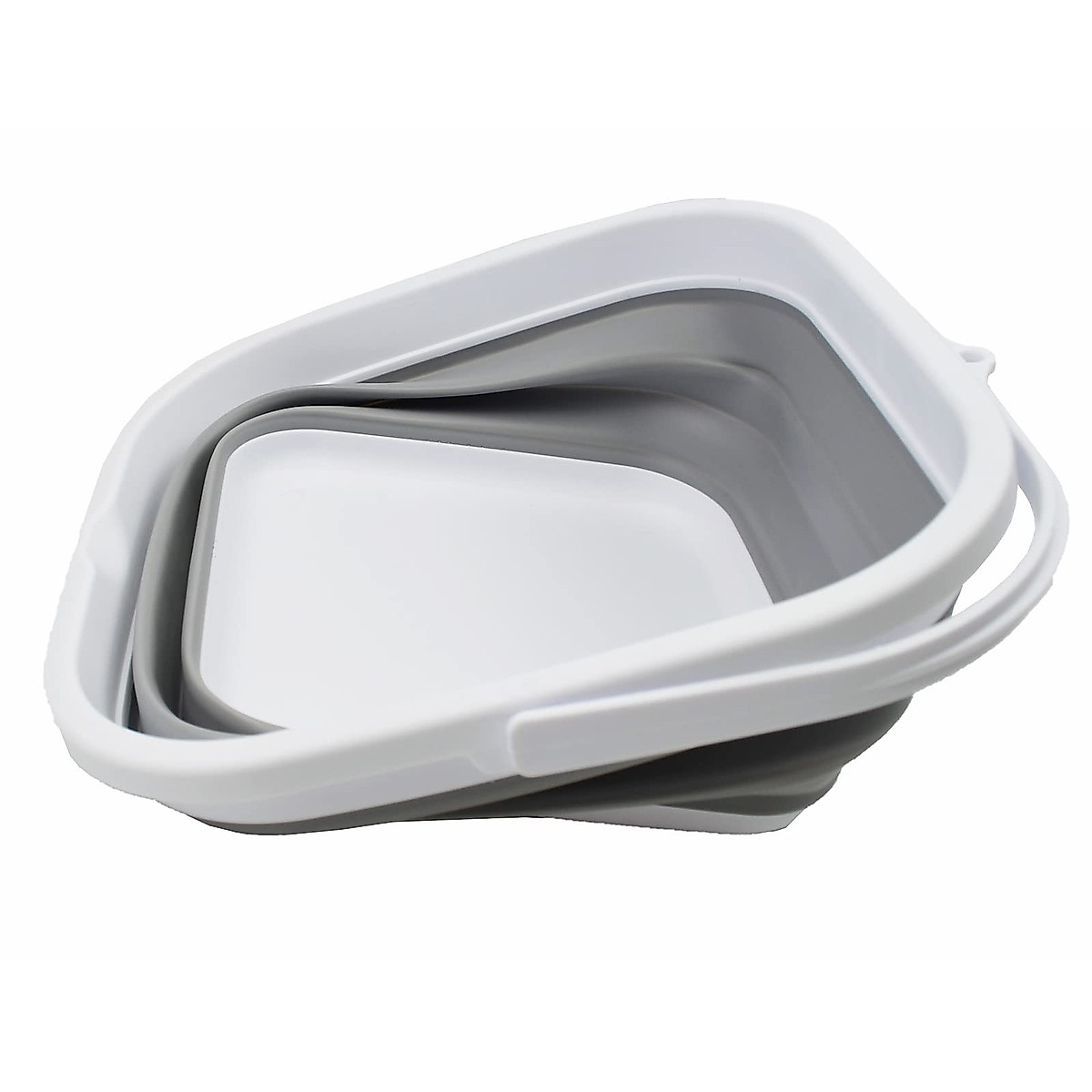SAMMART 5.5L (1.4 Gallon) Collapsible Square Handy Bucket/Foldable SquareWater Pail/Portable Tub with Handle. (White/Grey, 1)