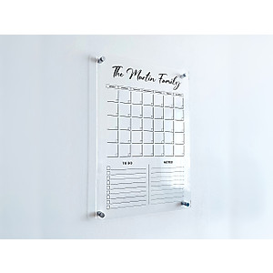 VERTICAL Acrylic Family Planner Wall Calendar - Personalized Dry Erase Board, Dry Erase Calendar, Monthly and Weekly Calendar, Transparent Calendar (20"x28", Standard Package)