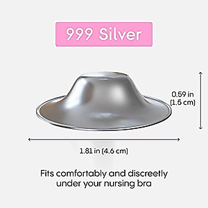 MamaBabyCo 999 Silver Nursing Cups - The Original Nipple Shields for Nursing Newborn - Breastfeeding Essentials - Protect and Soothe Sore Nipples - Nickel Free (Regular)