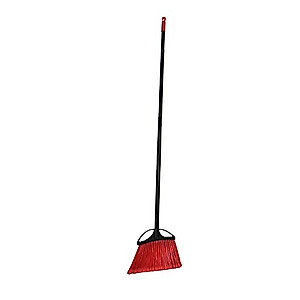 Alpine Industries 10-Inch Smooth Surface Angle Broom - Heavy-Duty Long Handle Sweeper - Wide Cleaner Head for Hard-to-Reach Corners, Softer Durable Bristles for Light Debris Cleaning