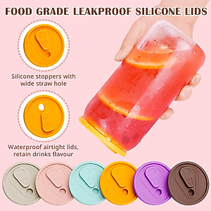 HuaQi Glass Cups with Lids and Straws 6pcs Set, Beer Glasses with Silicone Lids and Metal Straw