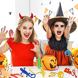 Vellibring 72Pcs Halloween Sticky Hands Party Favors Toys for Kids, Skull Skeleton Bat Ghost Pumpkin Styles Sticky Stretchy Toys for Goodie Bags Fillers Halloween Exchange Gifts Classroom Prizes