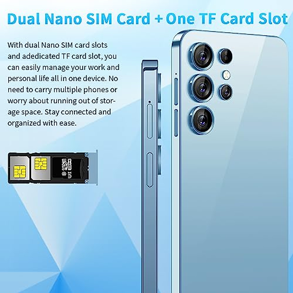 VSMOX S23Ultra Phones with 128GB SD Card, 5G Dual SIM Smartphone 6.8inch Display, Android 13.0 Mobile Phones SIM Free Unlocked,8000mAh Battery, Face ID/GPS/OTG,Rose Gold-8GB 256GB