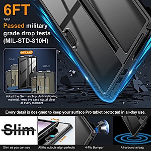 INFILAND Surface Pro 7 Plus Case, Crystal Clear Multi-Angle Shockproof Case Compatible with Microsoft Surface Pro 7+/ Surface Pro 7/ Surface Pro 6/ Surface Pro 5/ Surface Pro 4 12.3" Tablet, Black