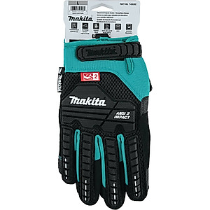 Makita Unisex Impact-rated T 04282 Advanced ANSI 2 Impact Rated Demolition Gloves Large, Teal/Black, Large US