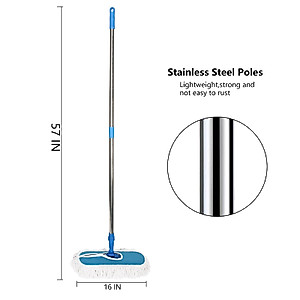 16" Commercial Dust Mop, MEIBEI Dust Floor Mop with Cotton mop Head, Dust Mop for Hardwood Floors with Long Handle, Industrial Dust Mop for Factory, Shopping Mall, Garage, Company, Hotel (16*5 inch)