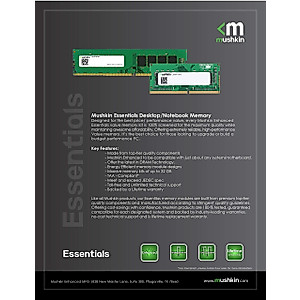Mushkin Essentials – DDR4 Laptop DRAM – 32GB (2x16GB) SODIMM Memory Kit – 3200MHz (PC4-25600) CL-22 – 260-pin 1.2V Notebook RAM – Dual-Channel – Low-Voltage – (MES4S320NF16GX2)