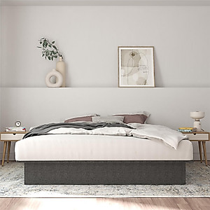 DHP Maven Upholstered Platform Bed with 11 Inch Height for Raised Mattress Support, No Box Spring Needed, King, Gray Linen