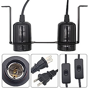 Dual Reptile Light Fixture Heat Lamps 2 in 1 E27 Base UVB Reptile Light Fixture Dome Heat Lighting Lamp Combo kit ffor Reptiles, Bearded Dragon, lguana, Snake, Turtle Tank (Two lamp Heads)