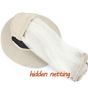 ACBungji Bug Hats with Netting, 2 Pack Hats Sun Protection Hats for Gardening Hiking Fishing Hunting Outdoors, Safari Bee Insect Netting Head for Women/Men Unisex Hat Foldable (Beige)