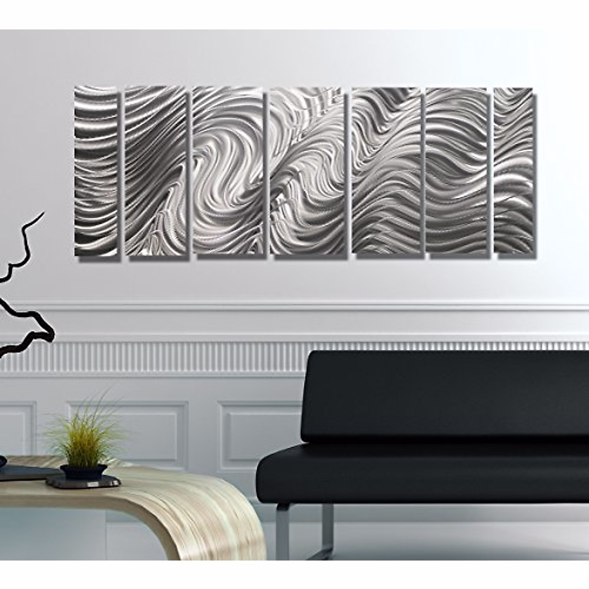 Statements2000 Modern Metal Wall Art, 68" x 24", Indoor/Outdoor Hanging Sculpture by Jon Allen, Silver