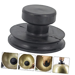 Milisten 2pcs Black Spiritual Meditation Knob Nepal Suction Healing Practical for Buddha Rubber Handle Bowl Sound Tool Tibetan Premium Singing Accessories Lifting