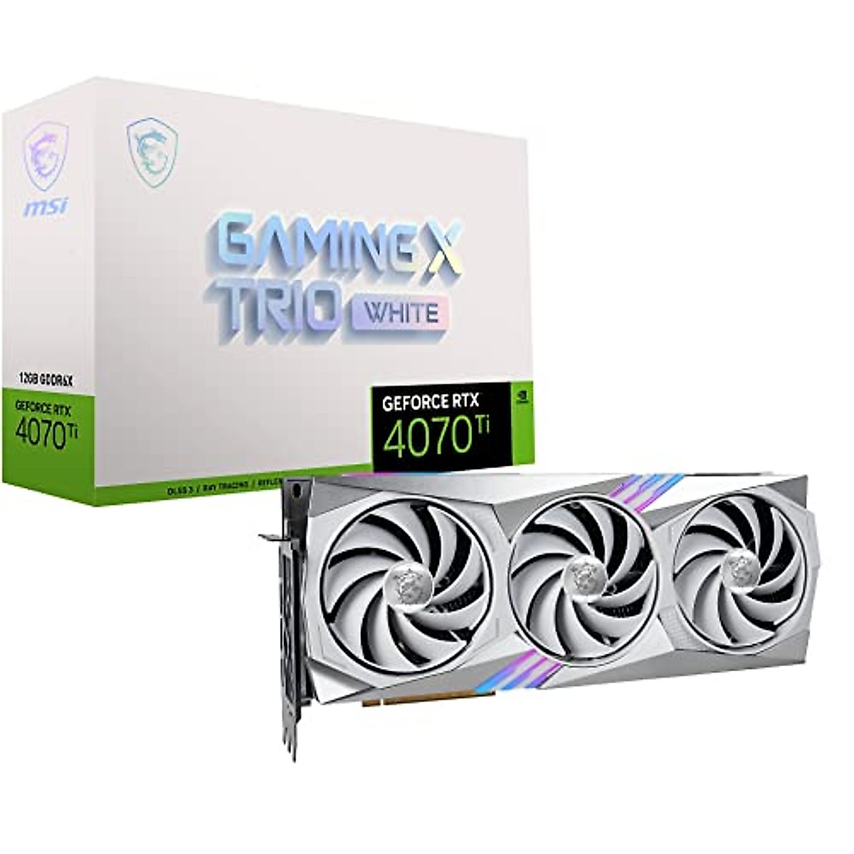 MSI Gaming GeForce RTX 4070 Ti 12GB GDRR6X 192-Bit HDMI/DP Nvlink Tri-Frozr 3 Ada Lovelace Architecture Graphics Card (RTX 4070 Ti Gaming X Trio White 12G)
