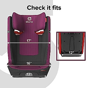 Diono Monterey 5iST FixSafe High Back Booster Car Seat with Expandable Height and Width, Compact Fold to Full Size Booster, Foldable, Portable Booster for Go-Anywhere Travel, Purple Plum