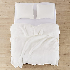 Levtex Home - Cross Stitch Quilt Set - 100% Cotton - King Quilt (106x92in.) + 2 King Shams (36x20in.) - Cream