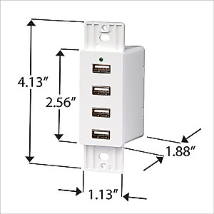Magnadyne WC-USB-W White Wall Mount 4 USB Charging Ports (White Wall Plate included)