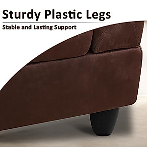 LostCat 97" W Sectional Sofa with Chaise, Modular Sectional Sofa, Microfiber Fabric Modular Couch, L Shaped Sofas & Couches Sectional Couches for Living Room Furniture Sets, Brown