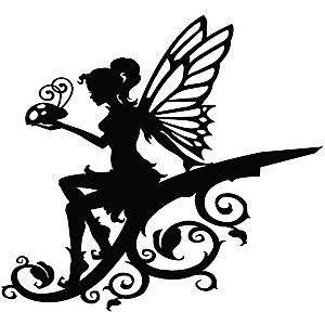 Outdoor Decor Metal Art Fairy Silhouette Sculpture Garden Lawn Backyard Tree Ornaments