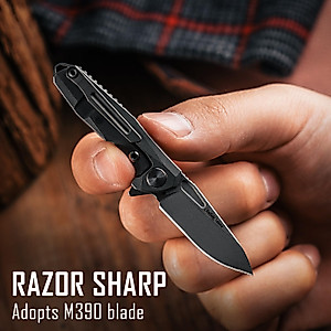 KeyUnity KK04 Titanium Mini Folding Knife Flipper Pocket Knife 1.34" Blade, Small EDC Utility Knife for Everyday Carry