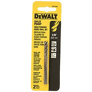 DEWALT DW1908 Gold Ferrous Oxide Drill Bit Split Point 1/8-Inch Dia Carded, Gold