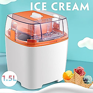 VTOSEN 1500ml Automatic Ice Cream Maker Machine for Home - Frozen Dessert Maker with Transparent Upper Cover - Fruit Sorbet and Fruit Ice Cream Machine(American Standard 110V)