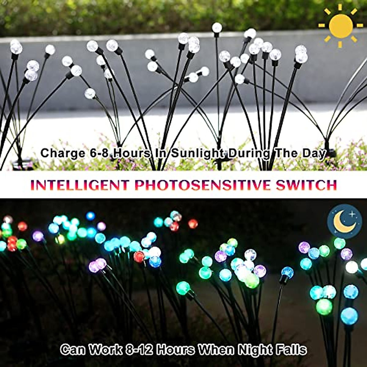 YUNJACKEYDZ Solar Garden Lights-Outdoor Solar Lights for Yard-Solar Powered Firefly Lights Outdoor Waterproof Wind Dancing Solar Lights for Landscape Decoration Lights Yard Patio Pathway Decoration