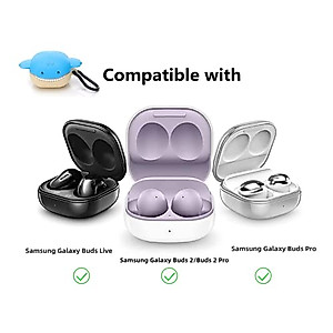 Cute Case for Samsung Galaxy Buds 2 Pro Case 2022/Galaxy Buds Pro Case 2021/Galaxy Buds 2 Case 2021/Galaxy Buds Live Case 2020,Anime Cartoon Fun Samsung Earbuds Protective Case Cover (Blue Whale)
