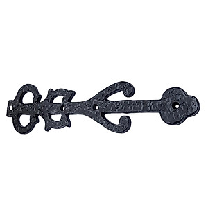 Adonai Hardware 12 Inch Izehar Heavy Duty Antique Aluminium Strap False/Faux/Dummy Hinge Fronts (4 Pack, Black Powder Coated) for Vintage Barn Doors, Gates, Furniture, Garage, Shutters and Fences